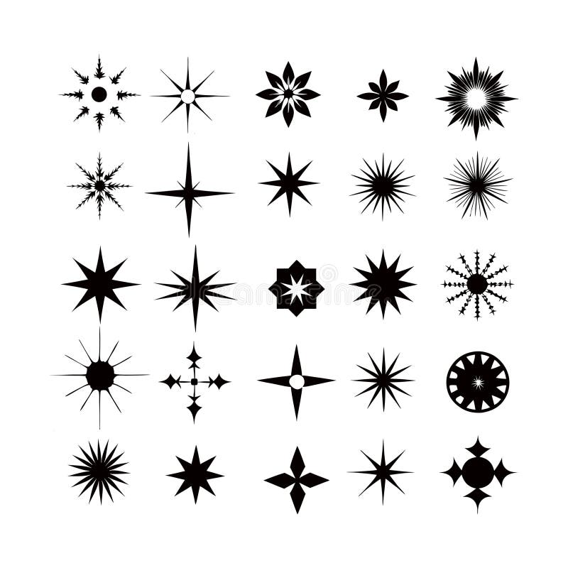 Christmas Theme Black Starburst Icons Vector Illustration. Stock Vector ...