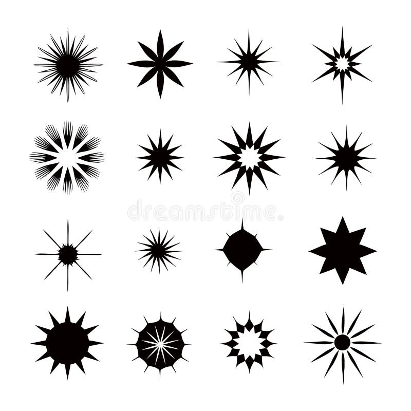 Christmas Theme Black Starburst Icons Vector Illustration. Stock Vector ...