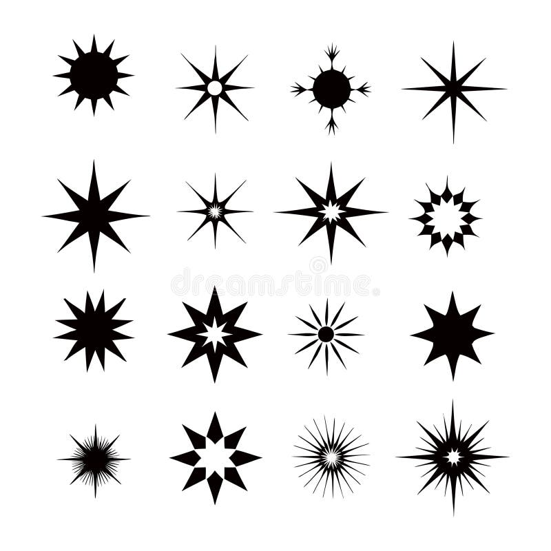 Christmas Theme Black Starburst Icons Vector Illustration. Stock Vector ...