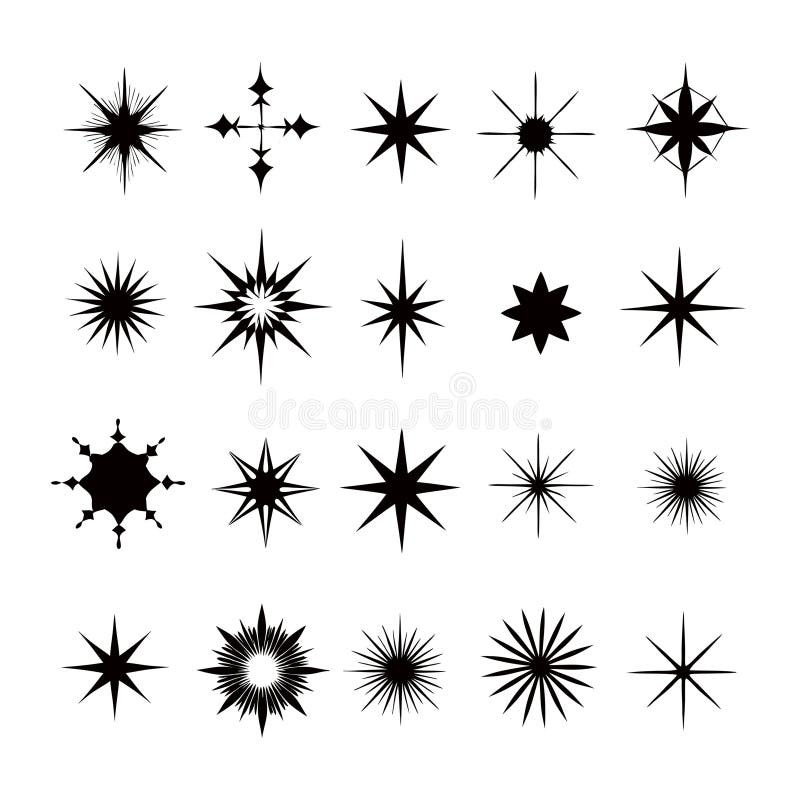 Christmas Theme Black Starburst Icons Vector Illustration. Stock Vector ...