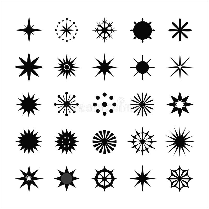 Christmas Theme Black Starburst Icons Vector Illustration. Stock Vector ...