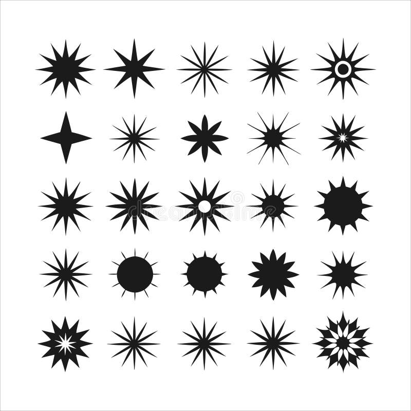 Christmas Theme Black Starburst Icons Vector Illustration. Stock Vector ...