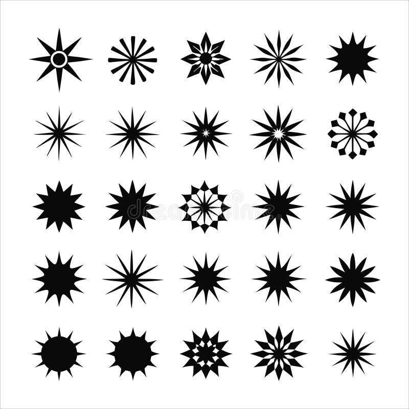 Christmas Theme Black Starburst Icons Vector Illustration. Stock Vector ...