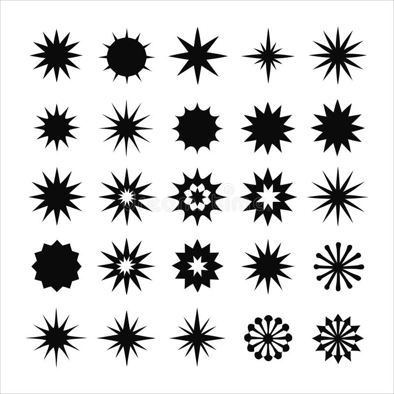 Christmas Theme Black Starburst Icons Vector Illustration. Stock Vector ...