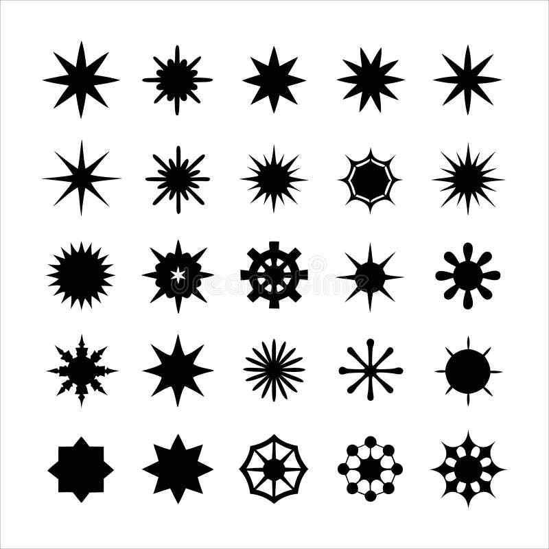 Christmas Theme Black Starburst Icons Vector Illustration. Stock Vector ...