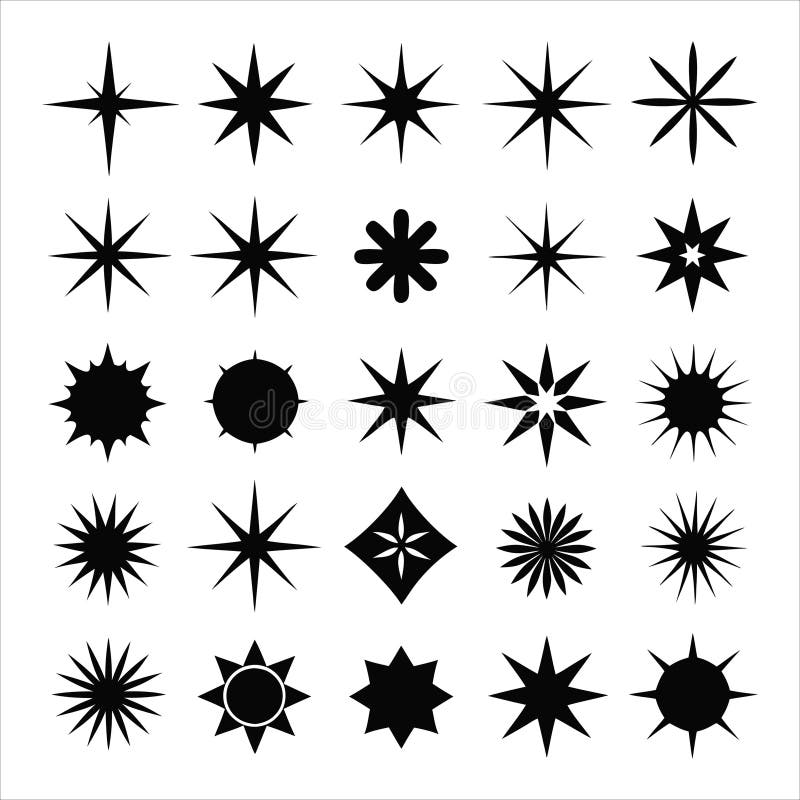 Christmas Theme Black Starburst Icons Vector Illustration. Stock Vector ...