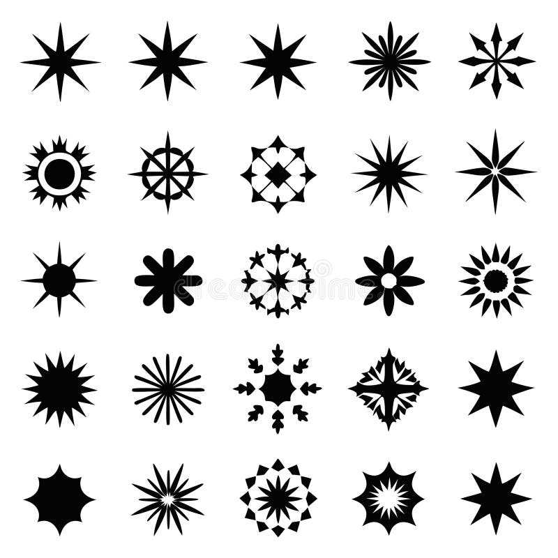 Christmas Theme Black Starburst Icons Vector Illustration. Stock Vector ...