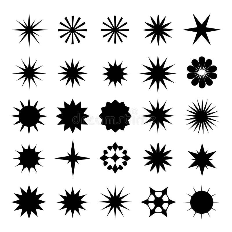 Christmas Theme Black Starburst Icons Vector Illustration. Stock Vector ...