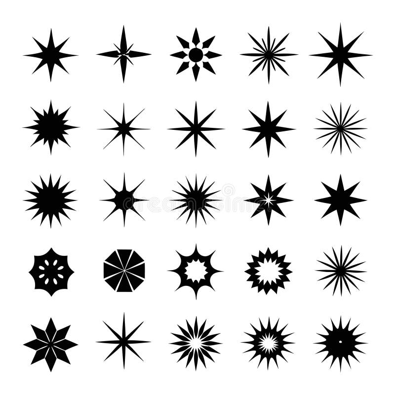 Christmas Theme Black Starburst Icons Vector Illustration. Stock Vector ...