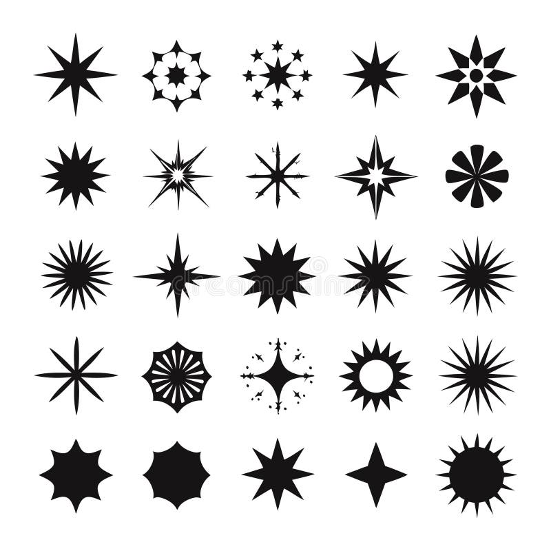Christmas Theme Black Starburst Icons Vector Illustration. Stock Vector ...