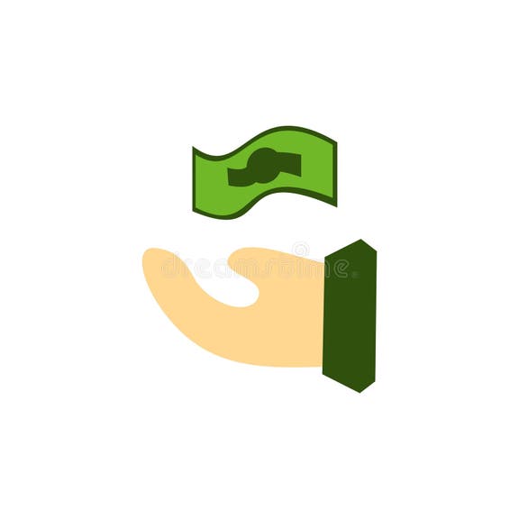 Money in Hand Icon in Flat Color Style. Hand with Dollar Bill Stock ...