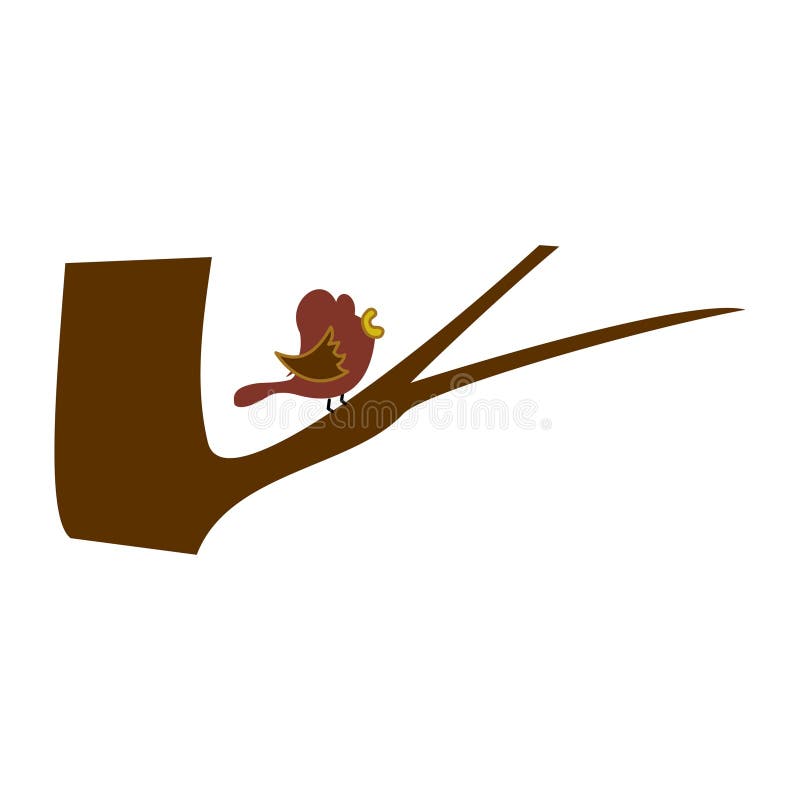 Bird on Tree Branch Icon. Bird Illustration in Cartoon Style Stock ...