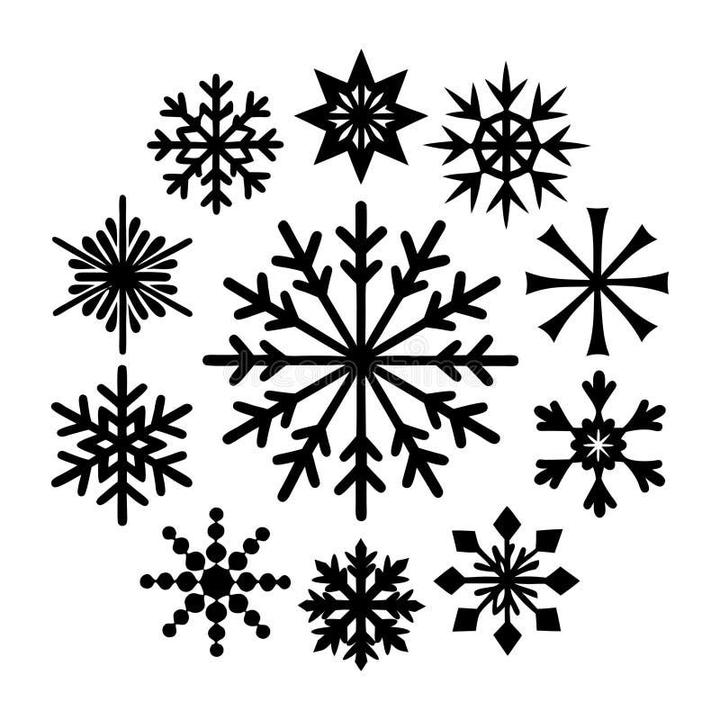 Set of Flat Snowflake Icons Winter Christmas Vector Illustration. Stock ...