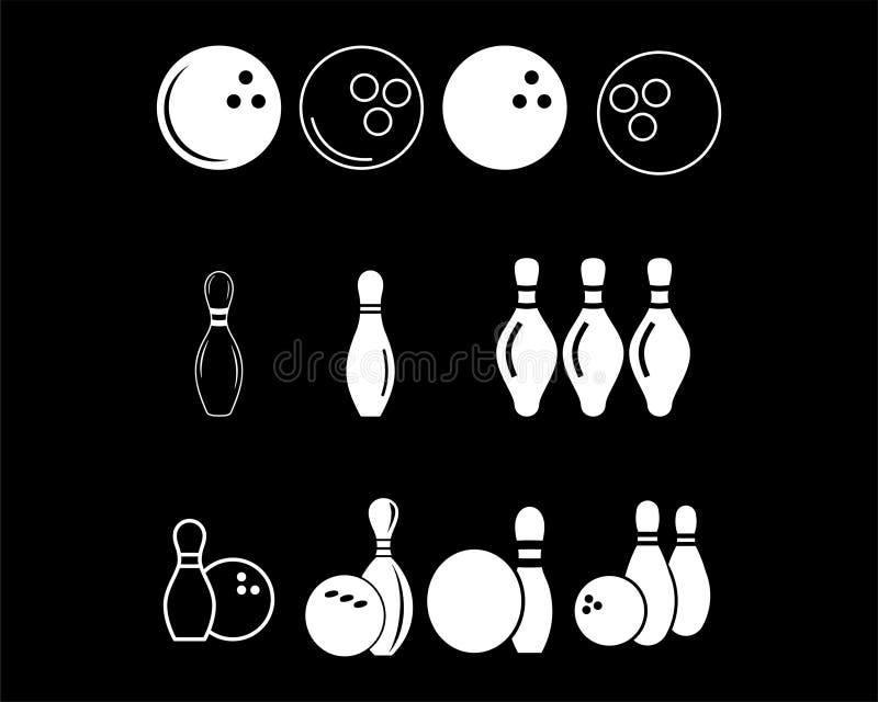 Set of Bowling Icons or Symbols Stock Vector - Illustration of file ...
