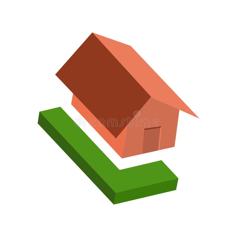 House with Green Garden Icon in Isometric 3d Style on a White ...