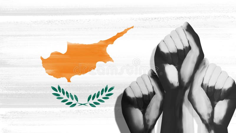 Protest in Cyprus.Protest for Cyprus.Multiple Clenched Fists Against ...