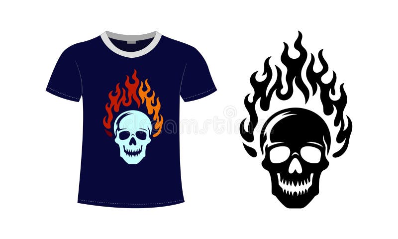 Flaming Skull TShirt Design for Halloween Scary Horror Themed Graphics ...