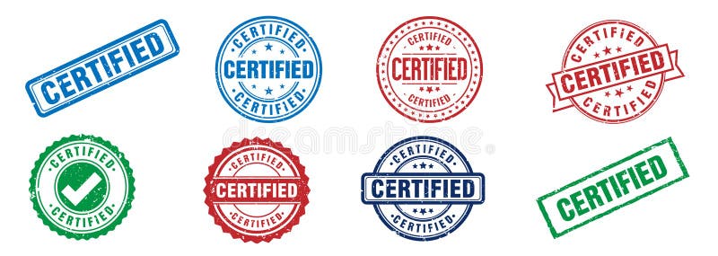 Collection of Colorful Certified Stamps and Seals Vector Icons Stock ...