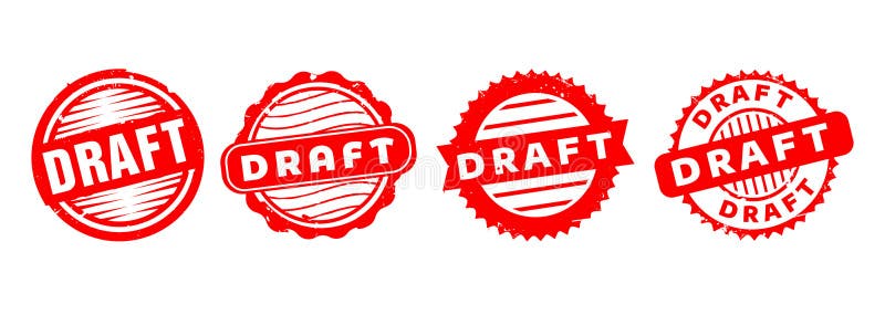 Set of Four Red Grunge Draft Stamps with Various Designs Stock Vector ...