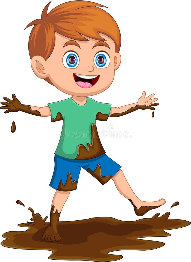 Little Boy Playing in the Mud Stock Illustration - Illustration of ...
