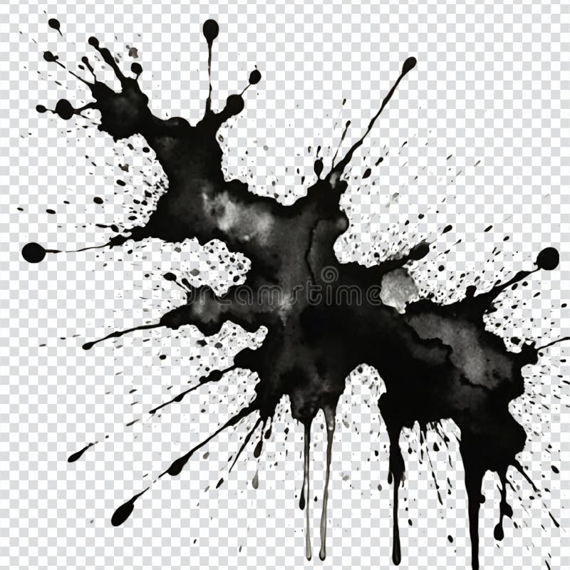 Black Watercolor Stains with Hand Painted on a Transparent Background ...