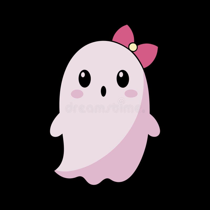 Halloween Pink Ghost with Coquette Bow Vector Illustration. Stock ...