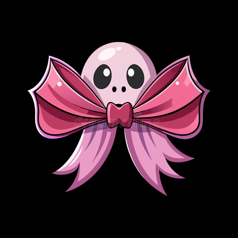Halloween Pink Ghost with Coquette Bow Vector Illustration. Stock ...
