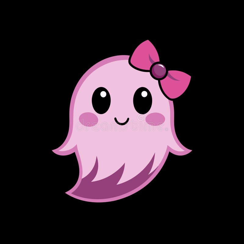 Halloween Pink Ghost with Coquette Bow Vector Illustration. Stock ...