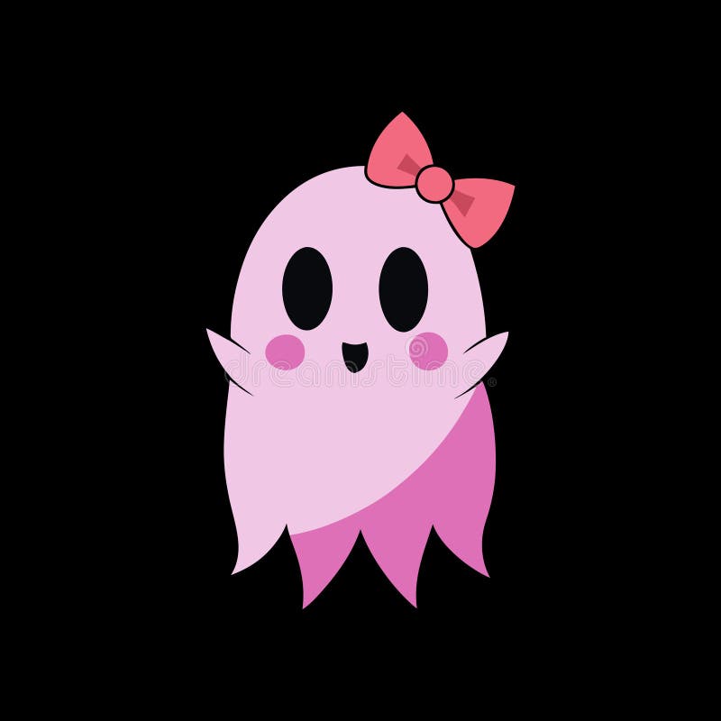 Halloween Pink Ghost with Coquette Bow Vector Illustration. Stock ...
