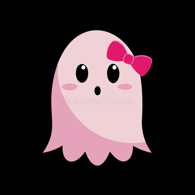 Halloween Pink Ghost with Coquette Bow Vector Illustration. Stock ...