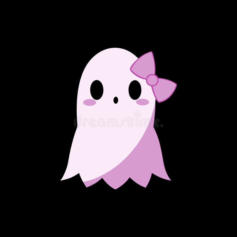 Halloween Pink Ghost with Coquette Bow Vector Illustration. Stock ...