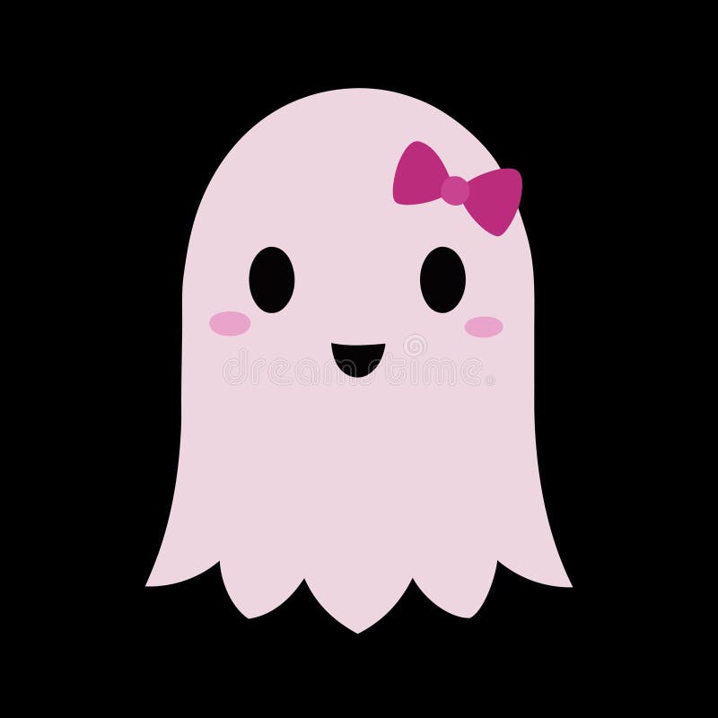 Halloween Pink Ghost with Coquette Bow Vector Illustration. Stock ...