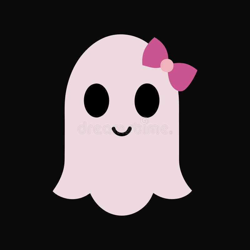 Halloween Pink Ghost with Coquette Bow Vector Illustration. Stock ...