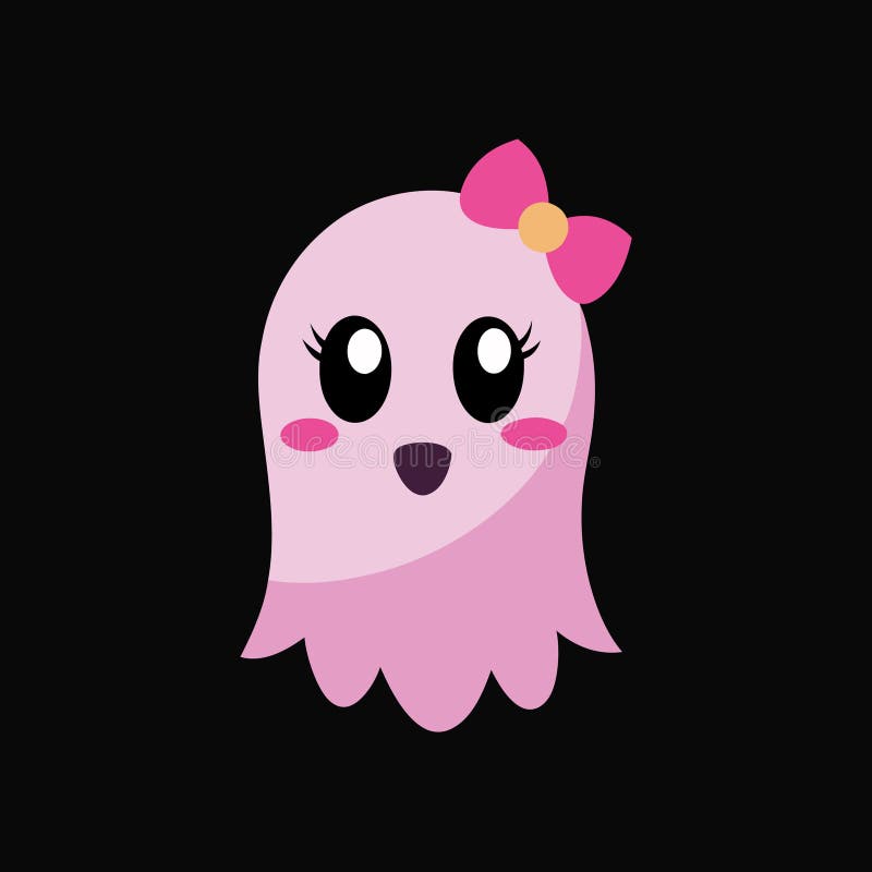 Halloween Pink Ghost with Coquette Bow Vector Illustration. Stock ...