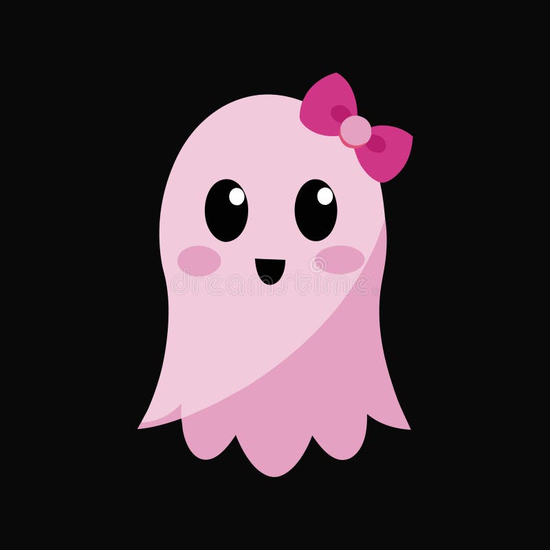 Halloween Pink Ghost with Coquette Bow Vector Illustration. Stock ...