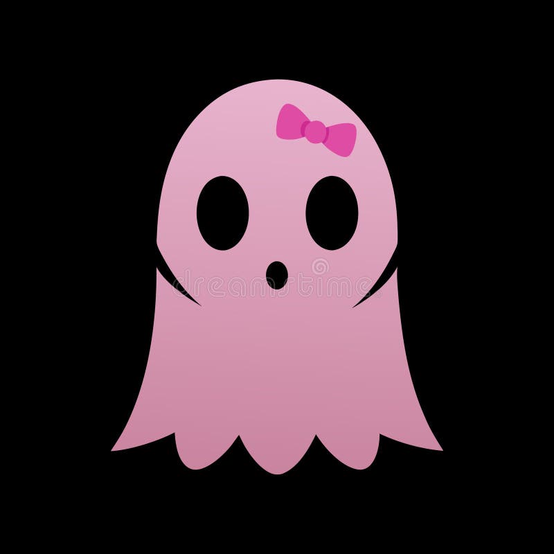Halloween Pink Ghost with Coquette Bow Vector Illustration. Stock ...