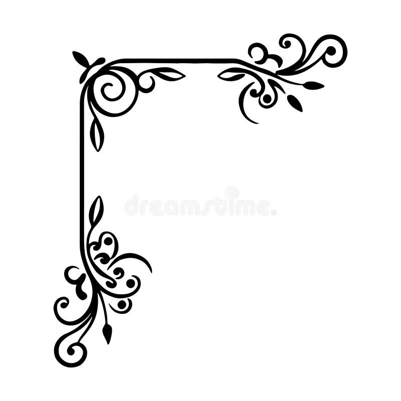 Calligraphic Hand Drawn Corner Silhouette Vector Art Illustration ...