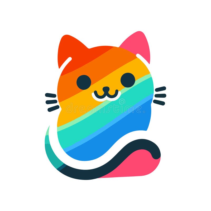 Cute Colorful Happy Cat Vector Art Illustration. Stock Vector ...