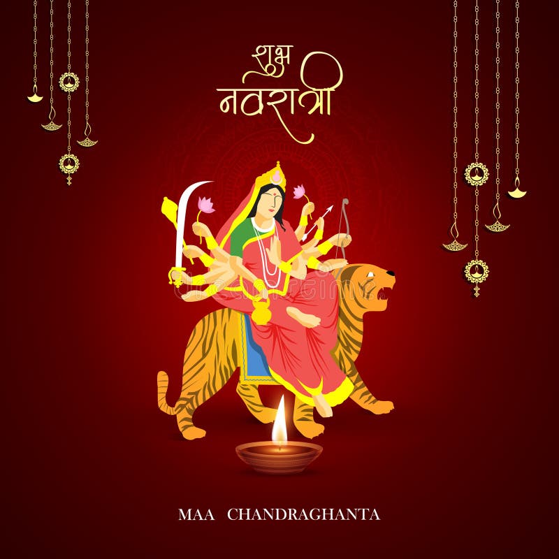 Navratri Maa Chandraghanta Vector Post Design. Navratri Celebrations ...
