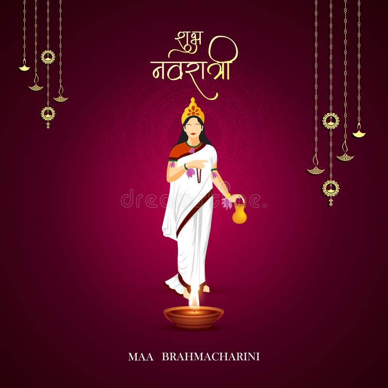 Navratri Maa Brahmacharini Vector Post Design. Navratri Celebrations ...