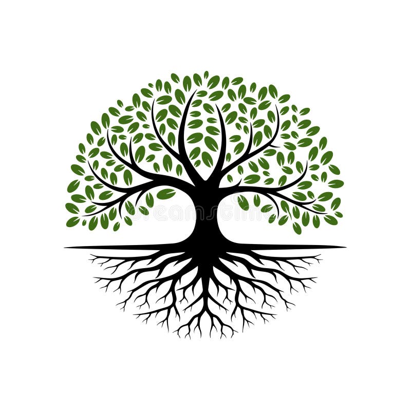 Tree of Life Logo with Roots and Leaves, Tree Life Logo Stock ...