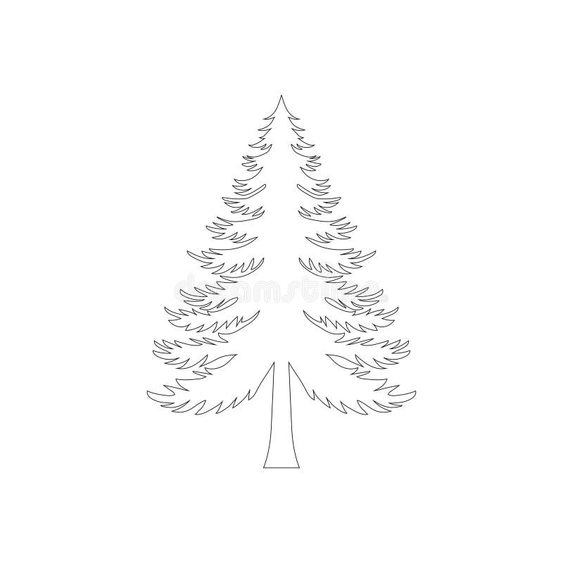 Pine Tree Line Art Design, Pine Tree Outline Stock Illustration ...