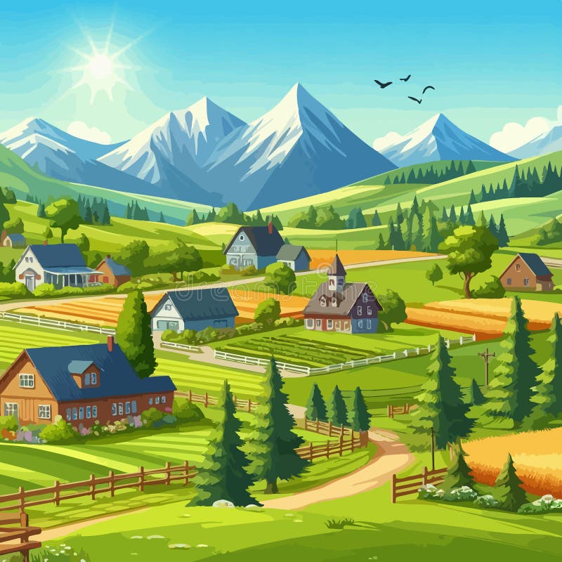 Beautiful Peaceful Environment Amidst Green Village and Scenery. Stock ...