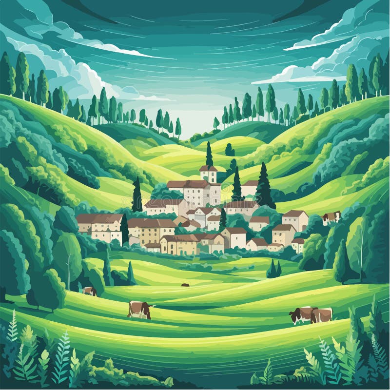 Beautiful Peaceful Environment Amidst Green Village and Scenery. Stock ...