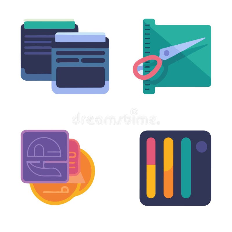 Modern Flat Design Icon Set: 4 Set of Tools & Creativity Stock Vector ...