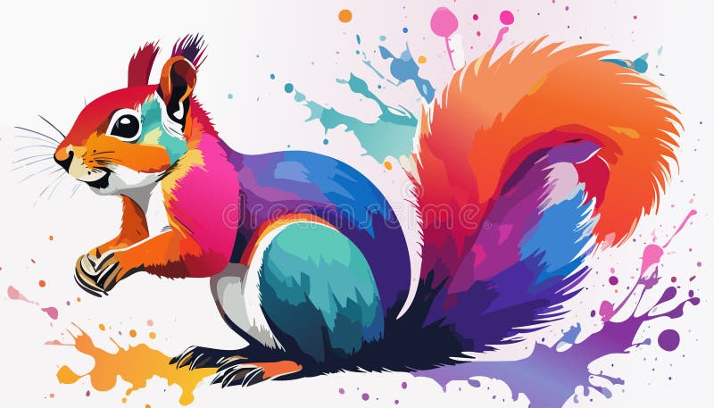 Illustration Designed for Colorful Squirrel. Stock Illustration ...