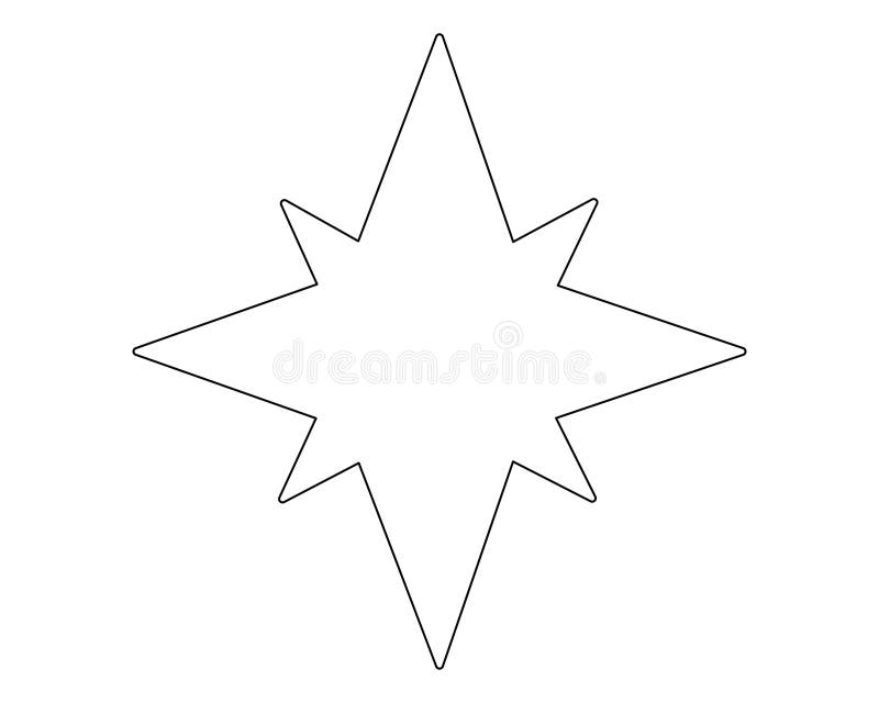 Eight-pointed Star Sketch - Vector Linear Image for Logo, Pictogram or ...