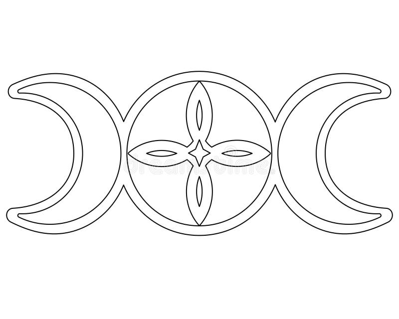 Three Moons Waxing Moon, Full Moon with Celtic Symbol and Waning Moon ...