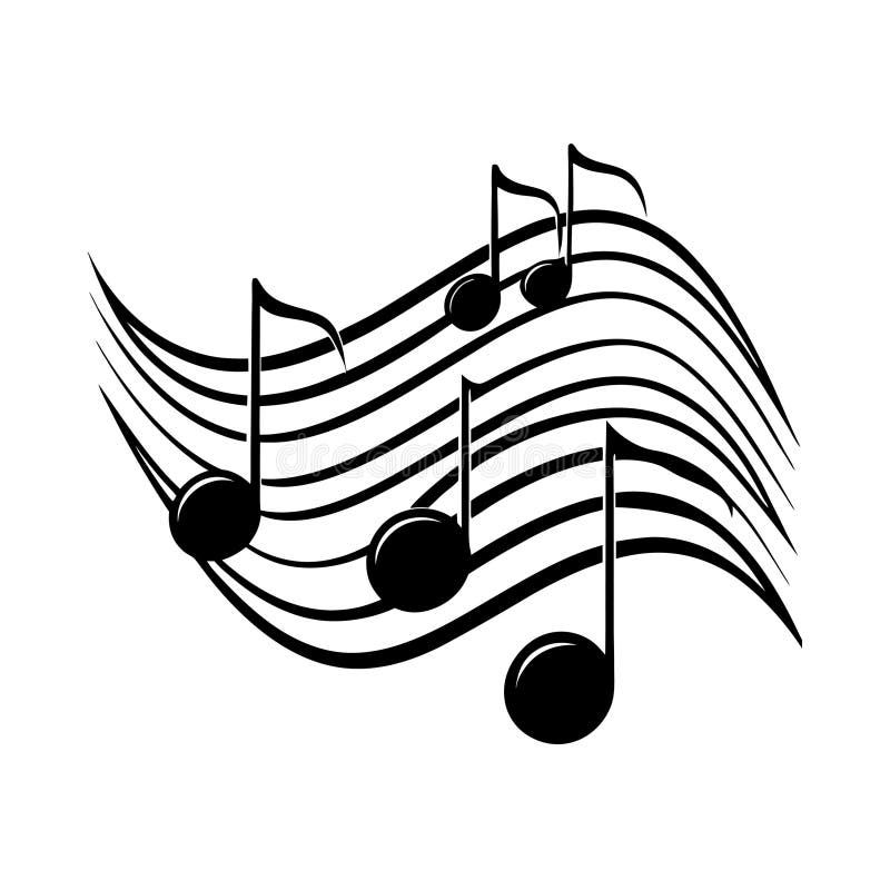 Dynamic Music Notes Wave Melody Vector Illustration Stock Illustration ...