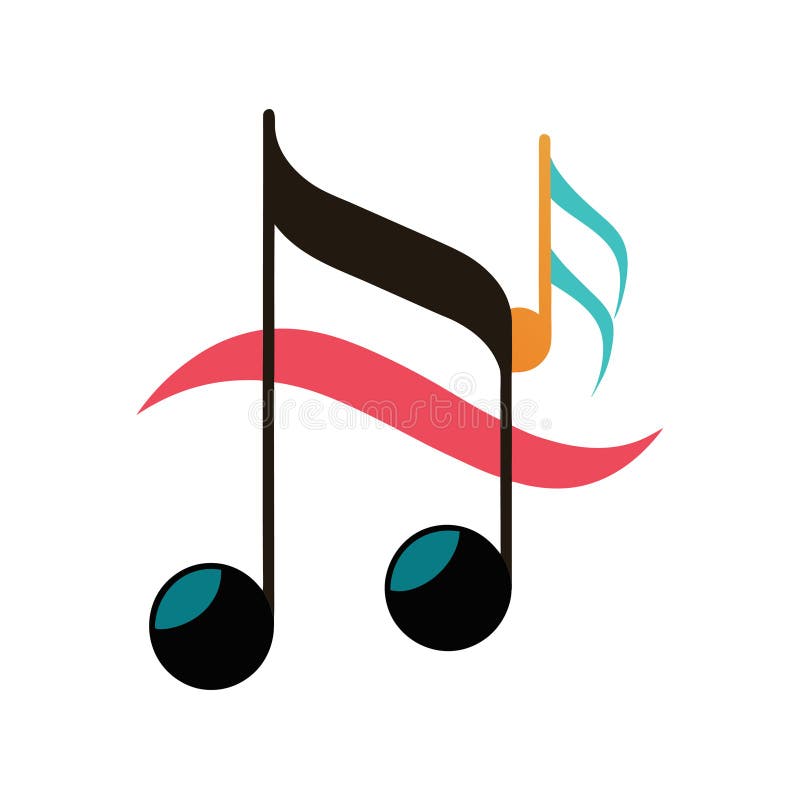 Dynamic Music Notes Wave Melody Vector Illustration Stock Vector ...